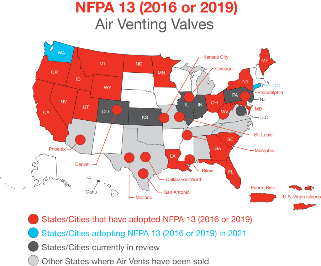 NFPA 13 2016 Adoption Map AGF Manufacturing nfpa-13-2016-adoption-map-agf-manufacturing